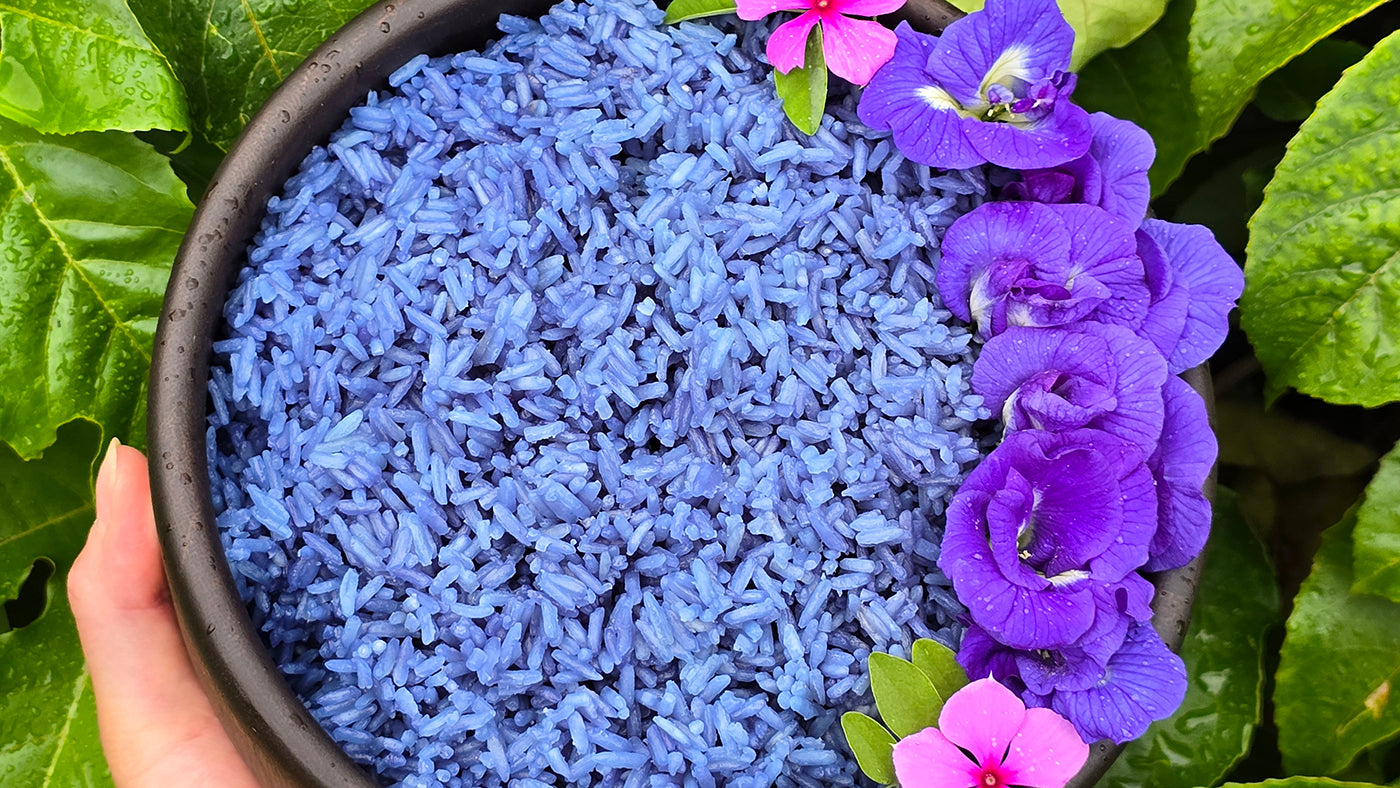 Thai Blue Rice Recipe Using Thai Blue Butterfly Pea Flowers – Jerra's ...